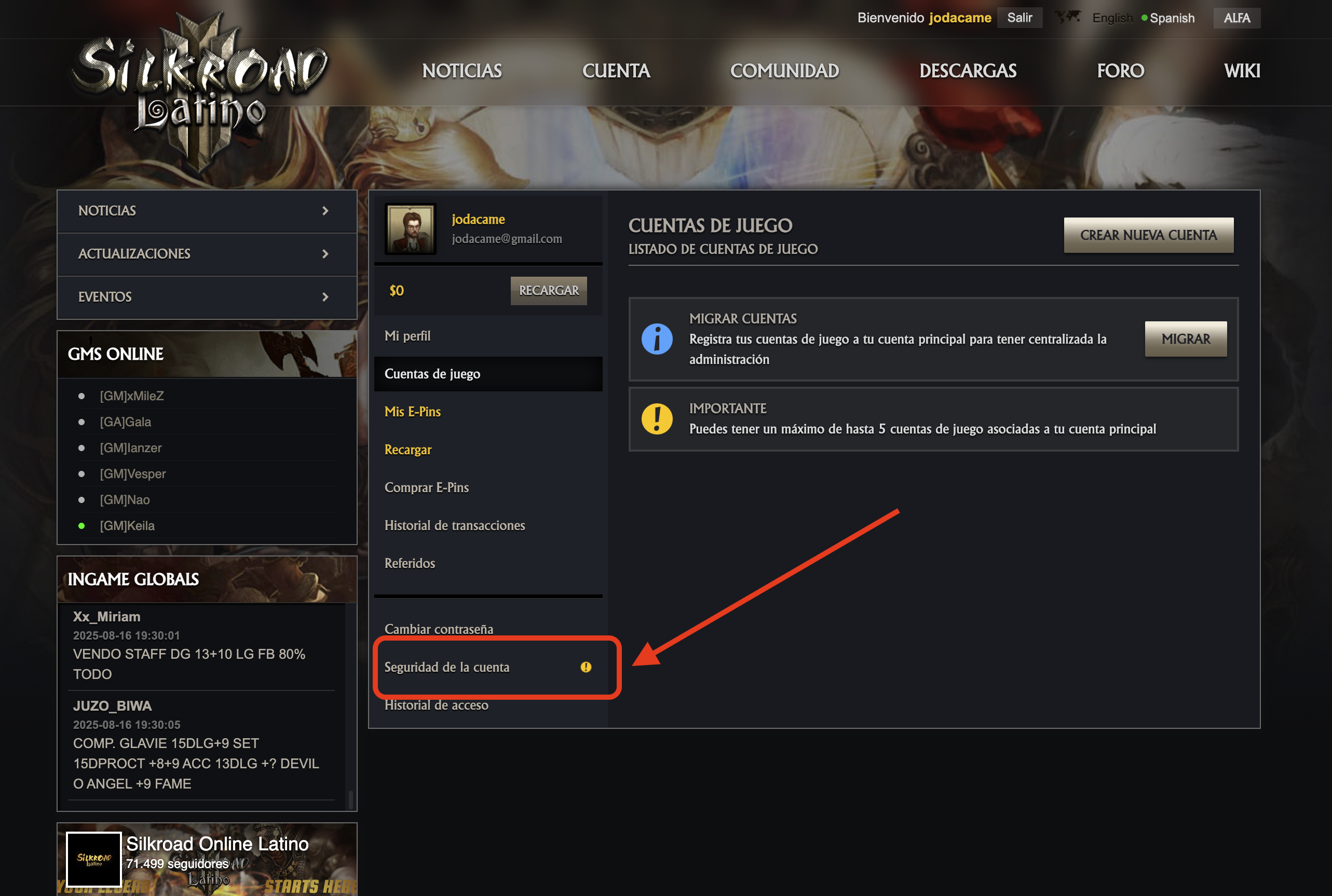 Activación y configuración de sistema de seguridad Two-factor (2FA) – Silkroad Latino Wiki